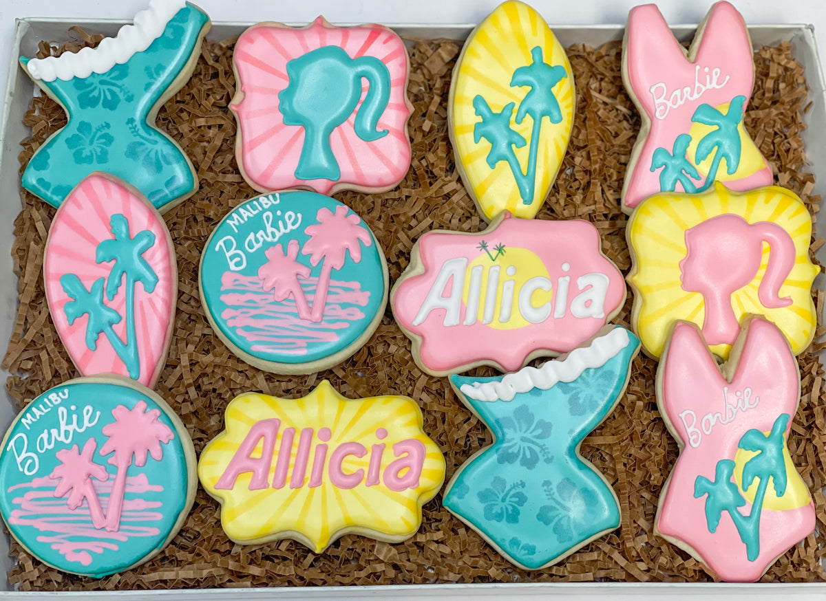 Malibu Barbie Birthday Themed Sugar cookies - 1 Dozen – casebakes cookies