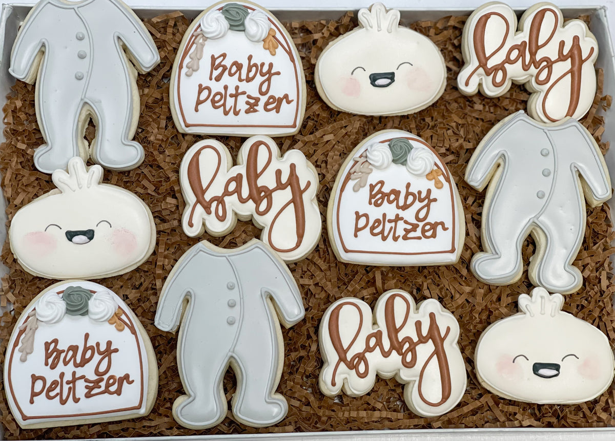 Dumpling baby shower theme sugar cookies (3) - 1 Dozen – casebakes cookies