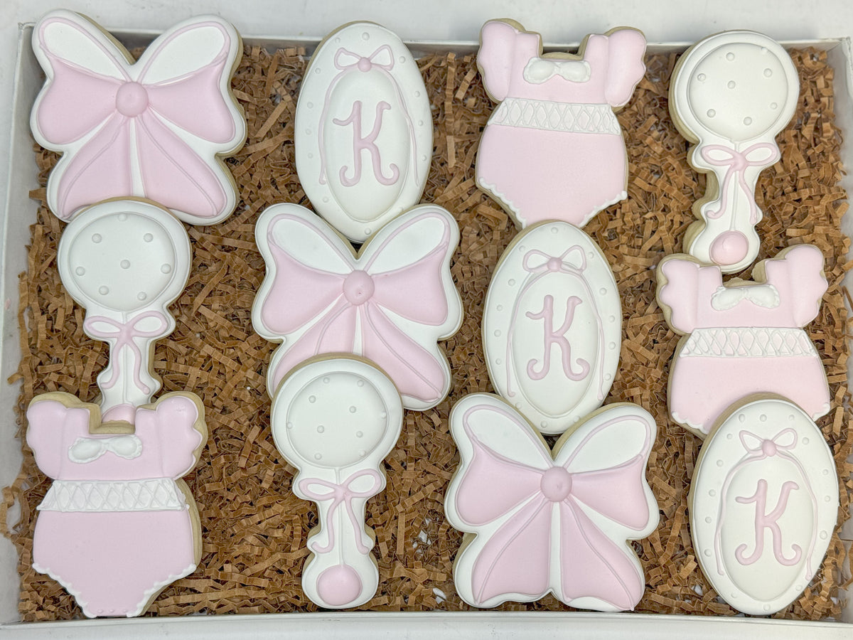 Coquette baby shower theme sugar cookies - 1 Dozen – casebakes cookies