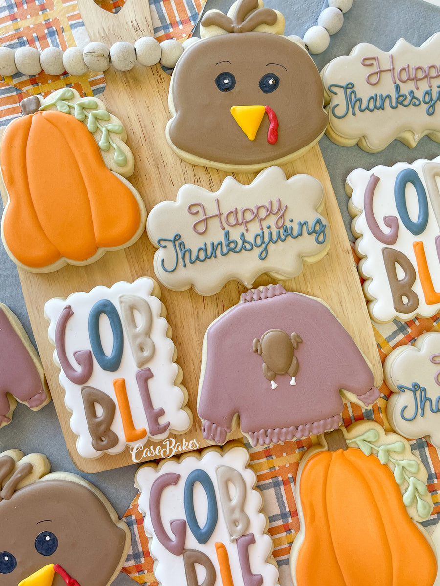 Thanksgiving Gobble theme sugar cookies - 1 Dozen – casebakes cookies