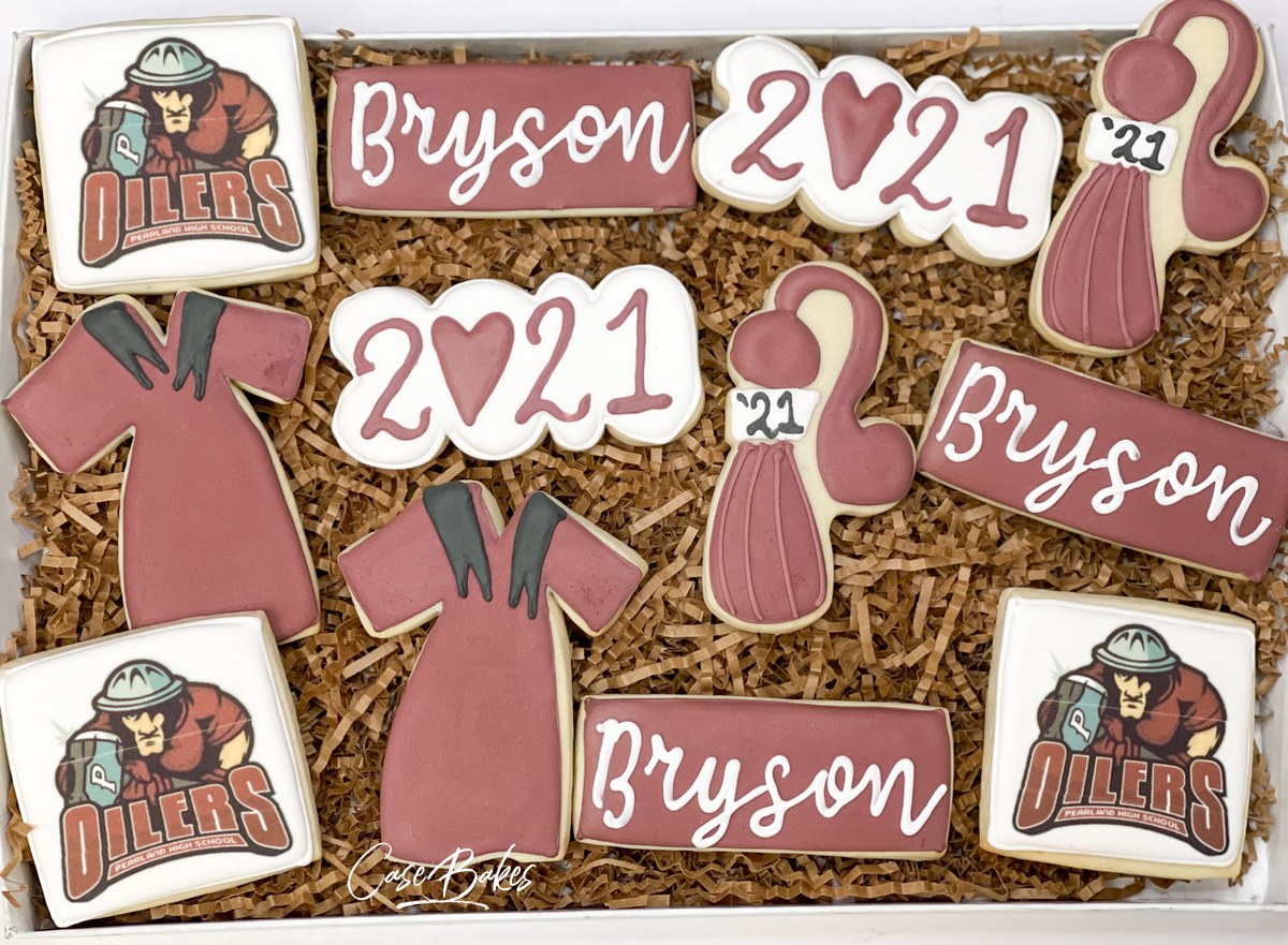Pearland Oilers High School Graduation Sugar Cookies - 1 Dozen ...