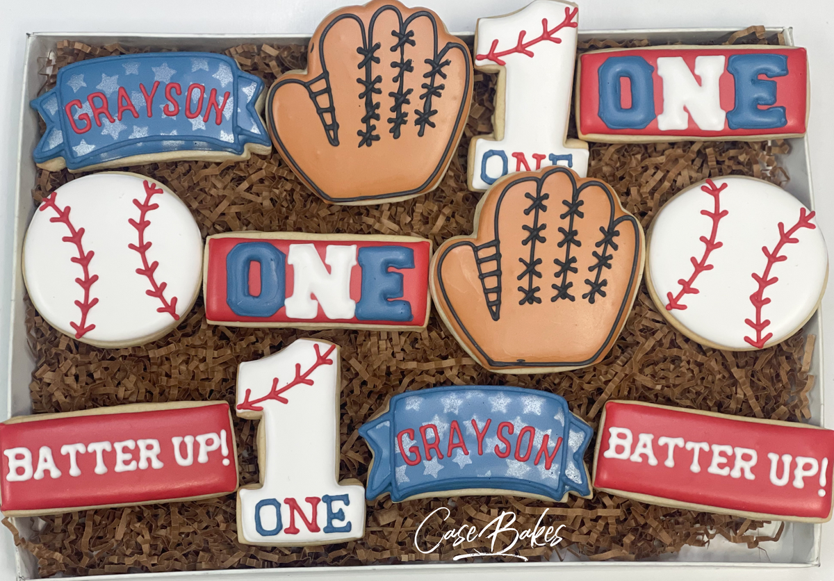 Baseball Birthday Sugar Cookies (3) - 1 dozen – casebakes cookies